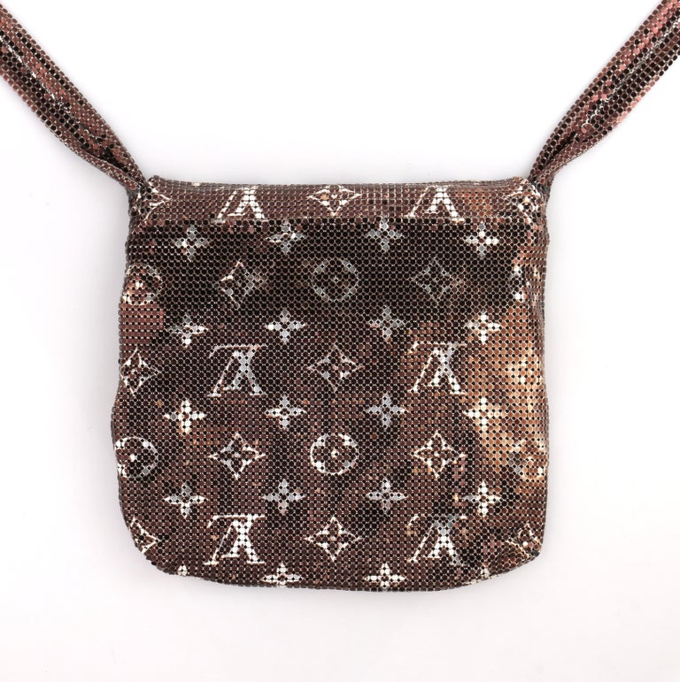 LOUIS VUITTON "Frances" Metallic Monogram Metal Mesh Chainmail Cross ...