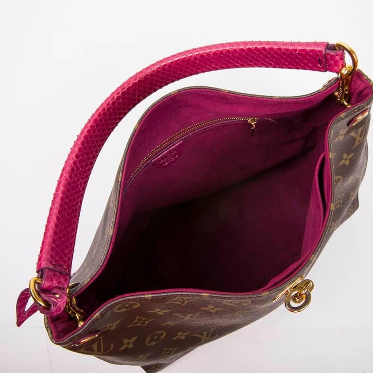 LOUIS VUITTON 'Gaia' Bag in Brown Monogram Canvas, Ostrich and Lizard ...