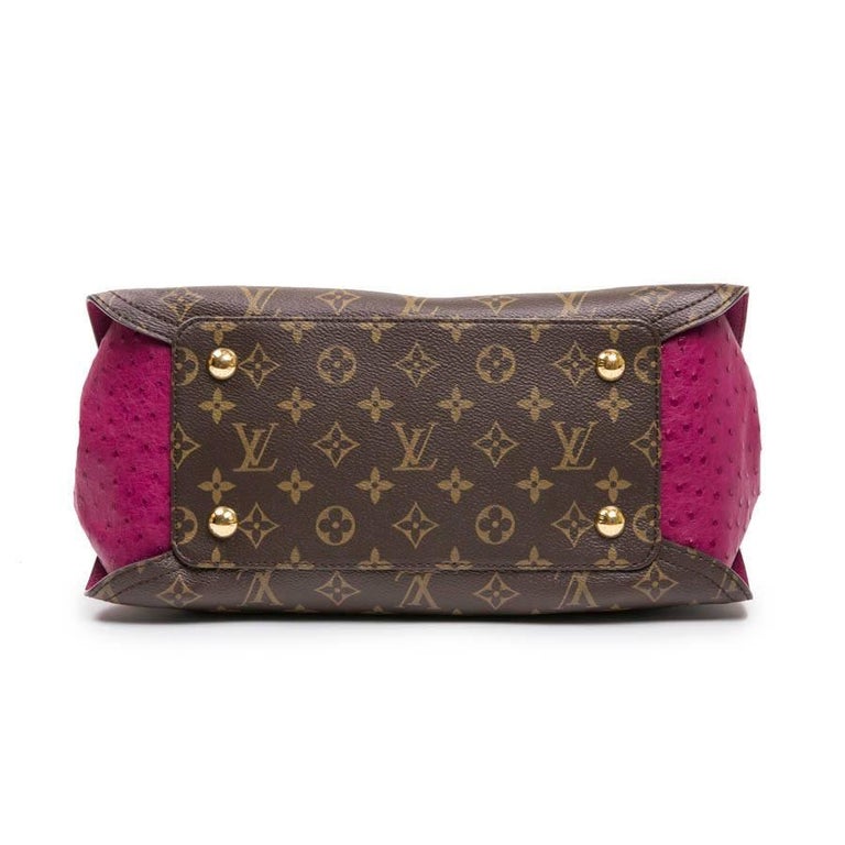 LOUIS VUITTON 'Gaia' Bag in Brown Monogram Canvas, Ostrich and Lizard ...