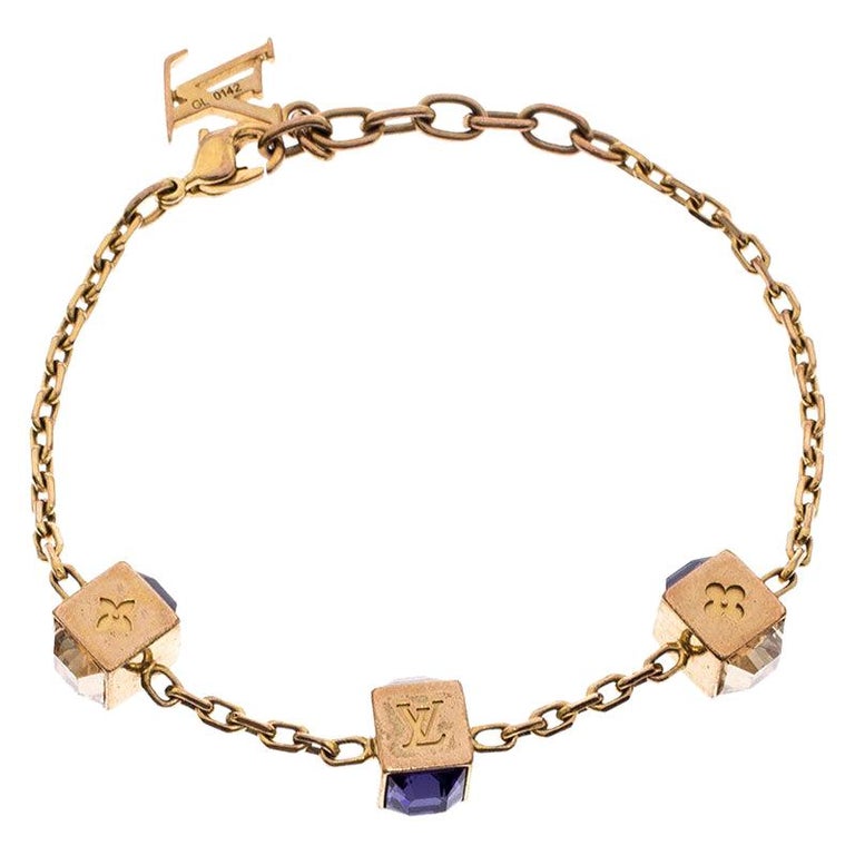 Louis Vuitton Gamble Crystal Gold Tone Bracelet For Sale at 1stDibs ...