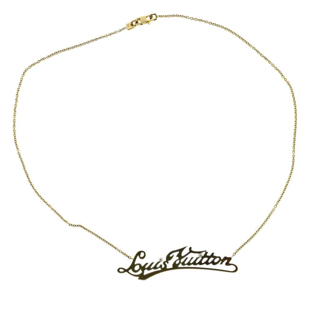 Louis Vuitton Gold Diamond Logo Pendant Necklace For Sale at 1stDibs ...