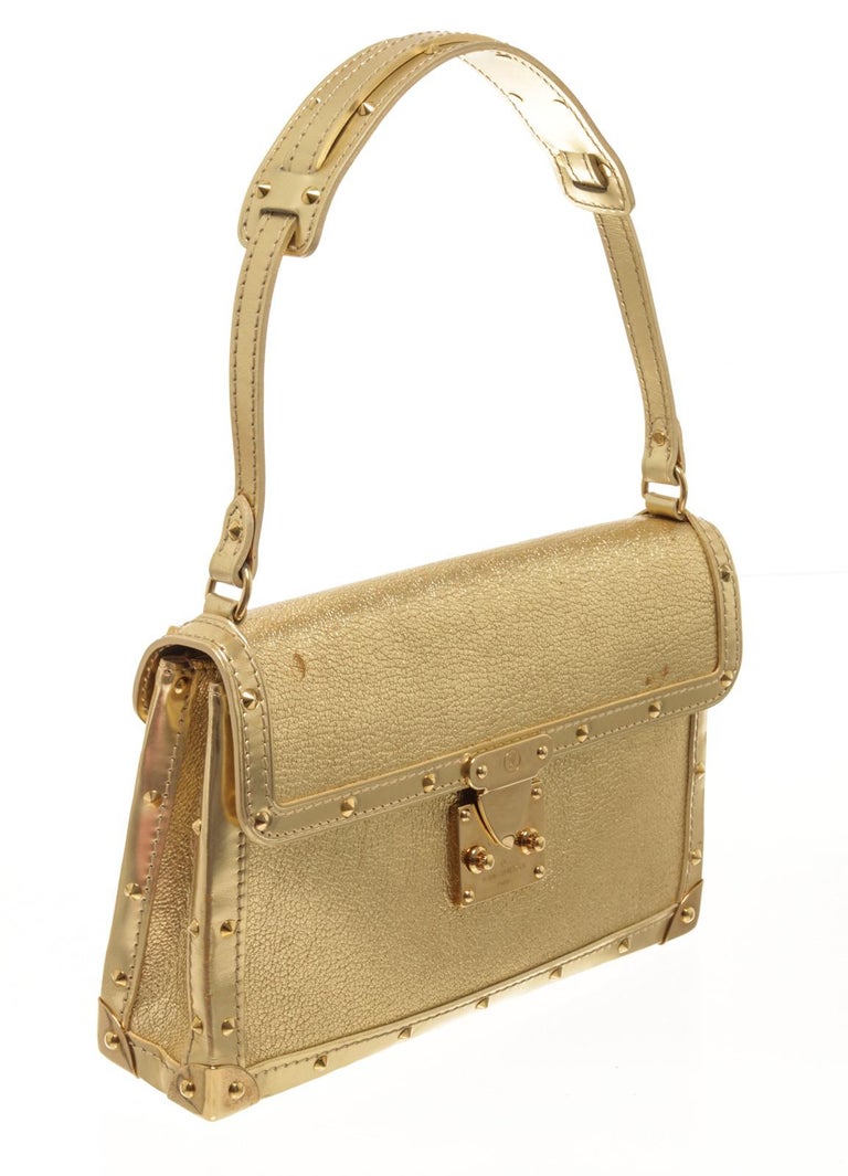 Louis Vuitton Gold Leather Top Handle Bag For Sale at 1stDibs