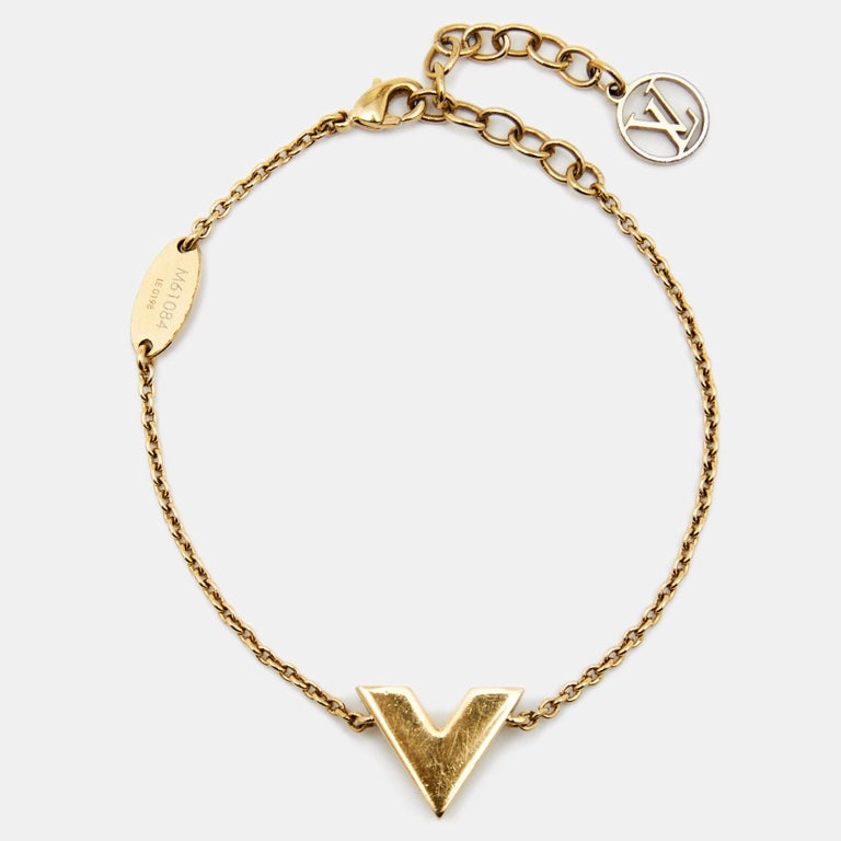 Louis Vuitton Gold Tone Essential V Bracelet For Sale at 1stDibs