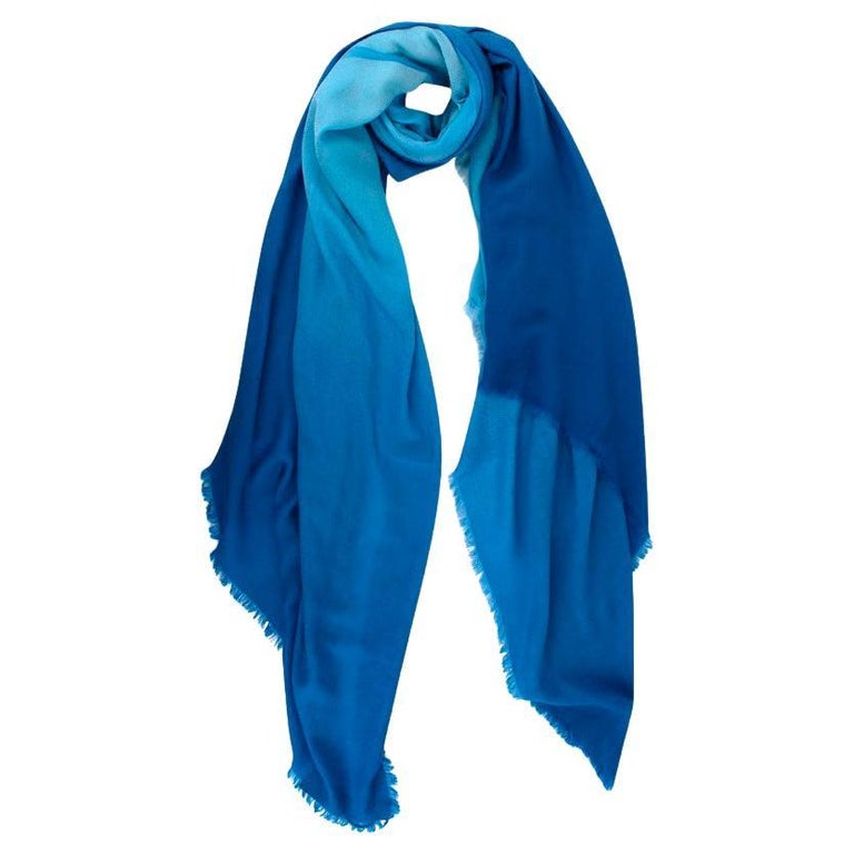 Louis Vuitton Gradient Blue LV Logo Wool Shawl For Sale at 1stDibs