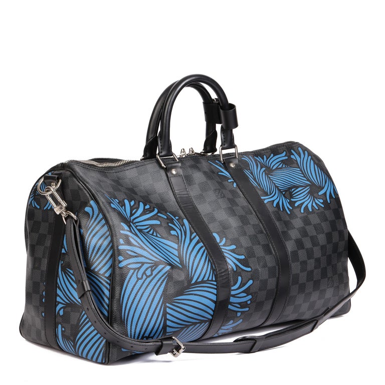 LOUIS VUITTON Graphite Damier Christopher Nemeth Blue Rope Keepall Bandouliere45 For Sale at 1stDibs