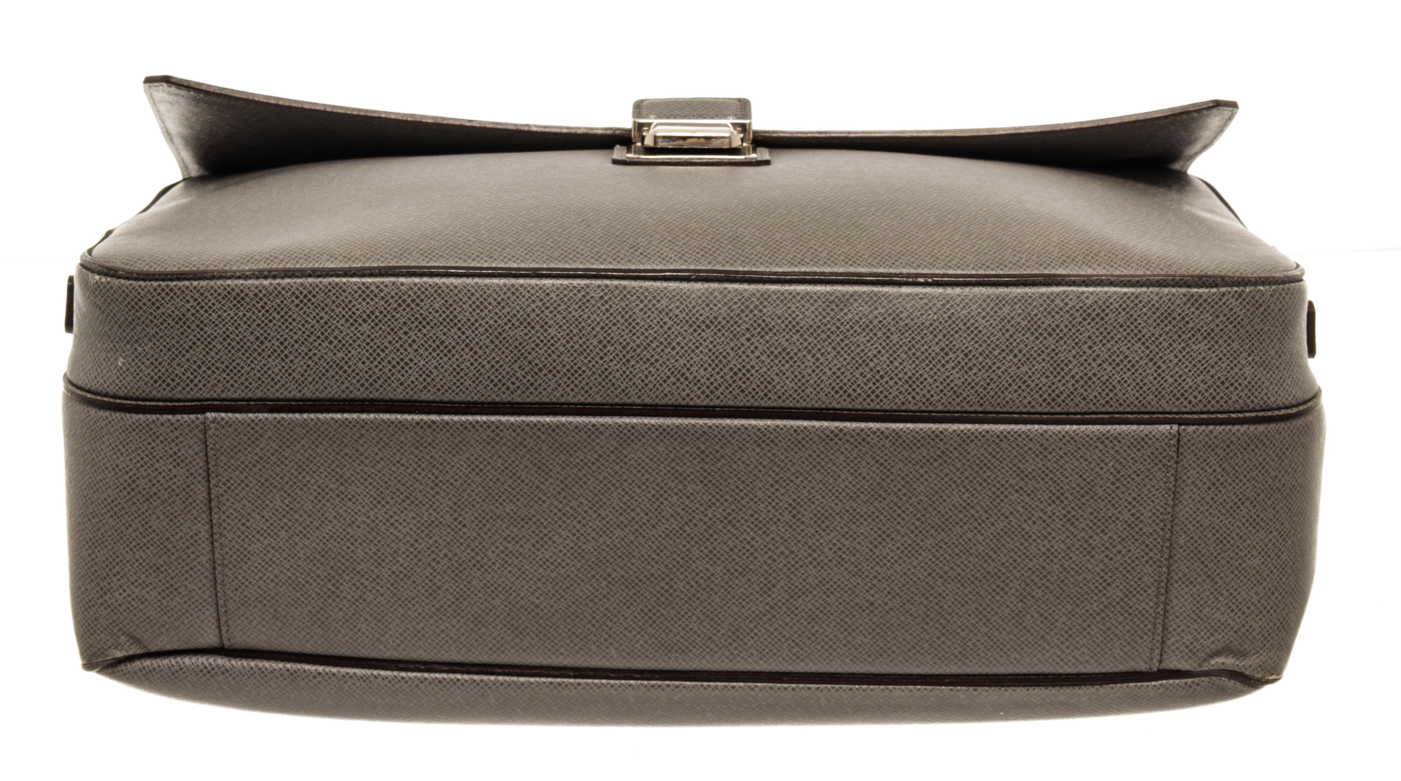 Louis Vuitton Gray Taiga Leather Vassili GM Briefcase Bag at 1stDibs ...