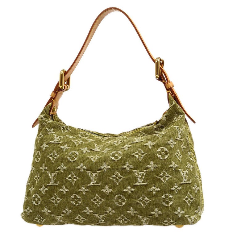 LOUIS VUITTON Green Denim LV Monogram Logo Baggy Top Handle Shoulder ...