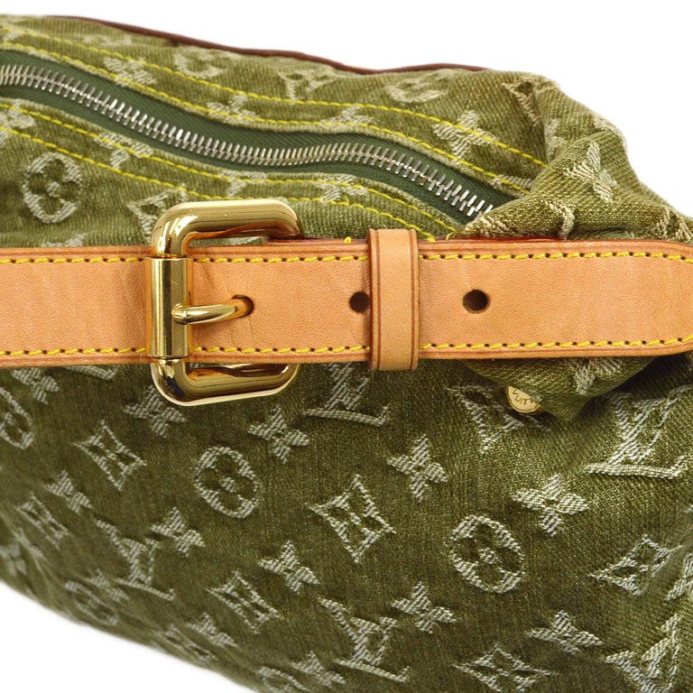 LOUIS VUITTON Green Denim LV Monogram Logo Baggy Top Handle Shoulder ...