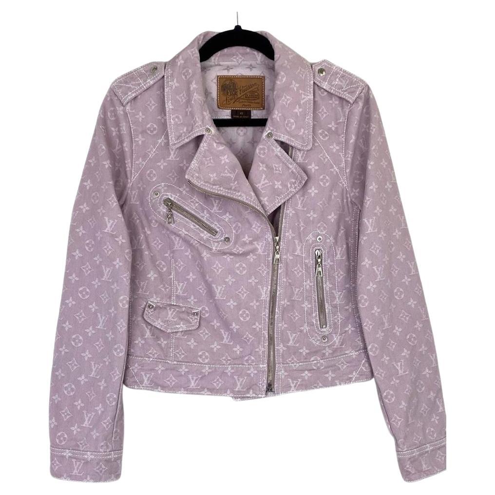 Louis Vuitton Grey Monogram Logo Denim Jacket For Sale at 1stDibs