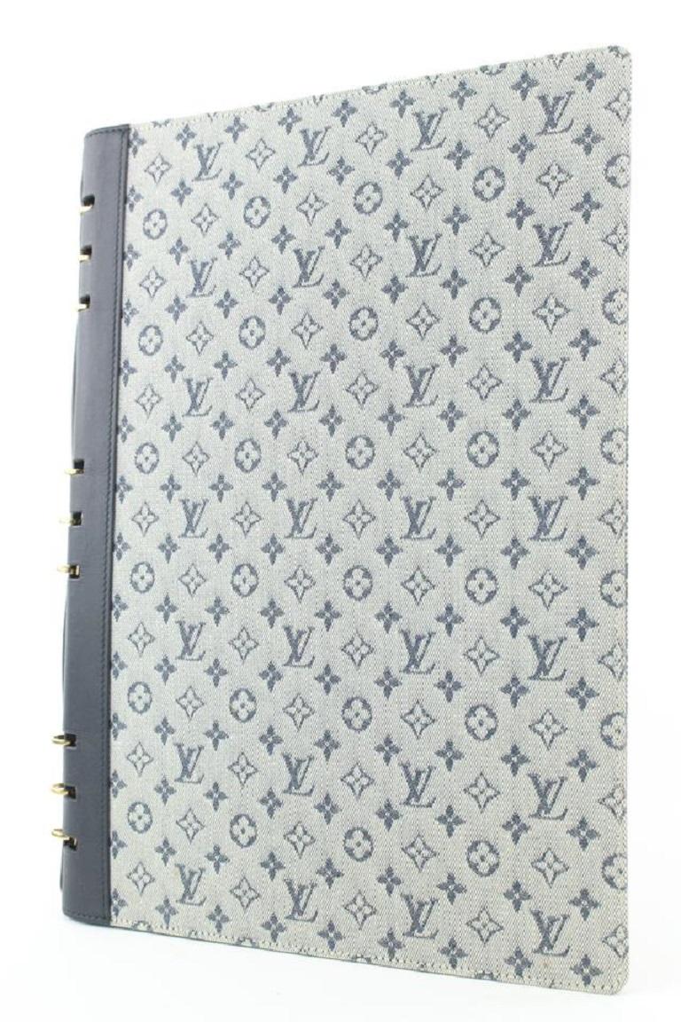 Louis Vuitton Grey Navy Mini Lin Monogram Notebook Cover GM Binder ...