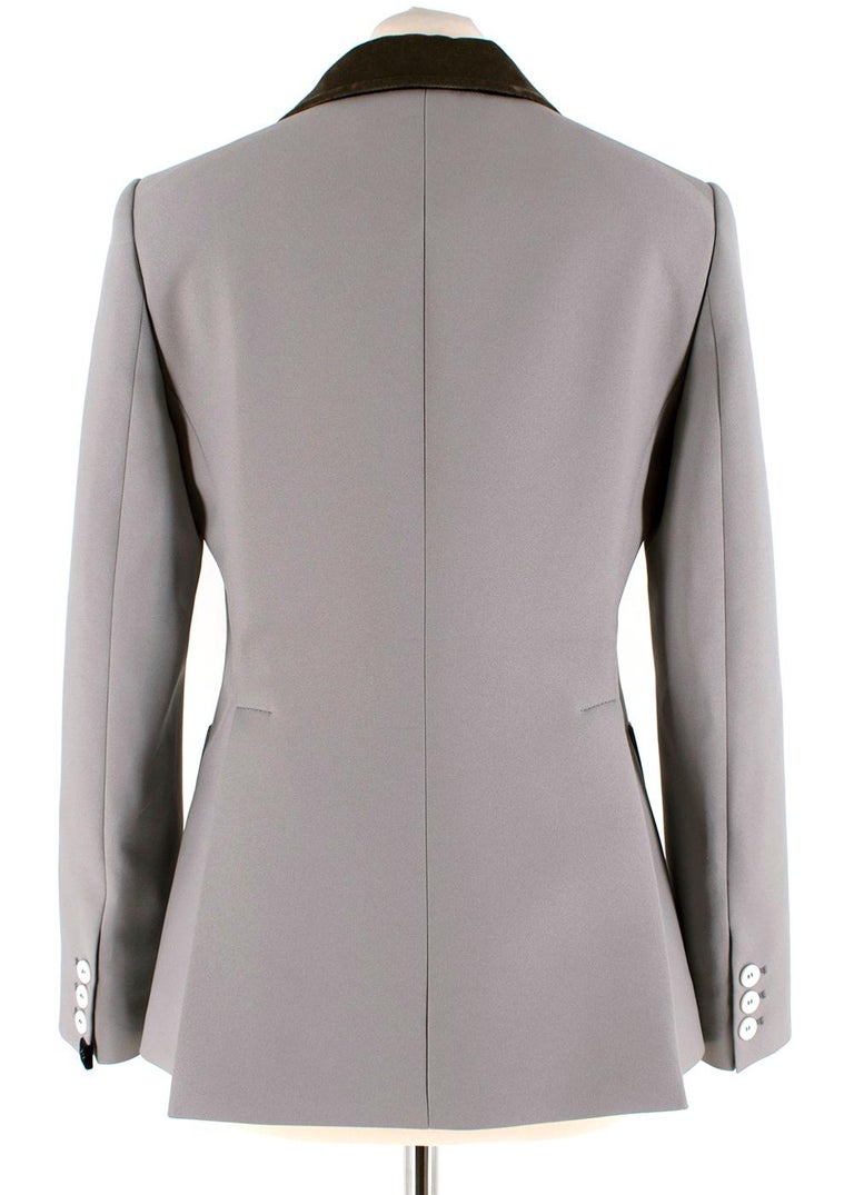 Louis Vuitton Grey Tailored Jacket with Velvet Trim - Size US 4 at 1stDibs