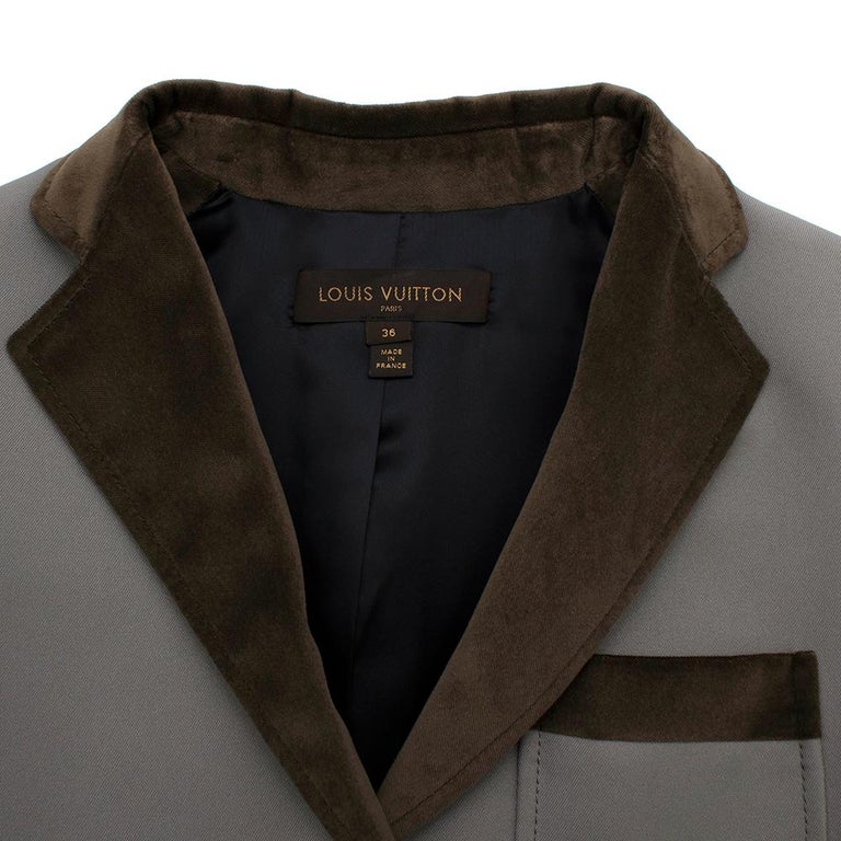 Louis Vuitton Grey Tailored Jacket with Velvet Trim - Size US 4 at 1stDibs