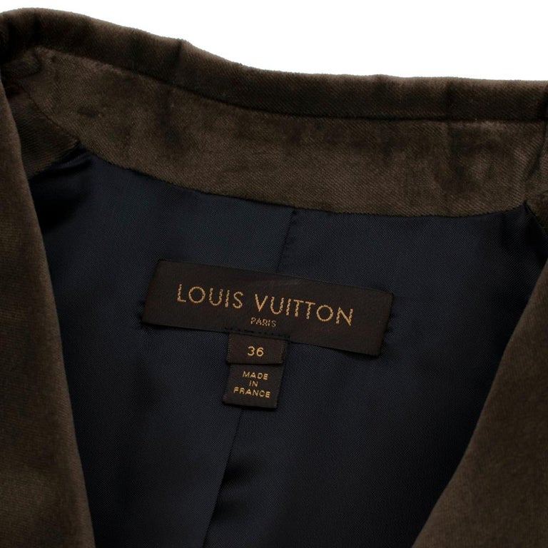 Louis Vuitton Grey Tailored Jacket with Velvet Trim - Size US 4 at 1stDibs
