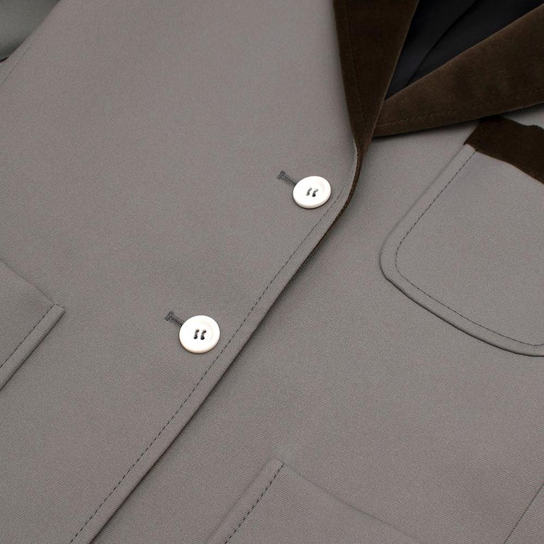 Louis Vuitton Grey Tailored Jacket with Velvet Trim - Size US 4 at 1stDibs