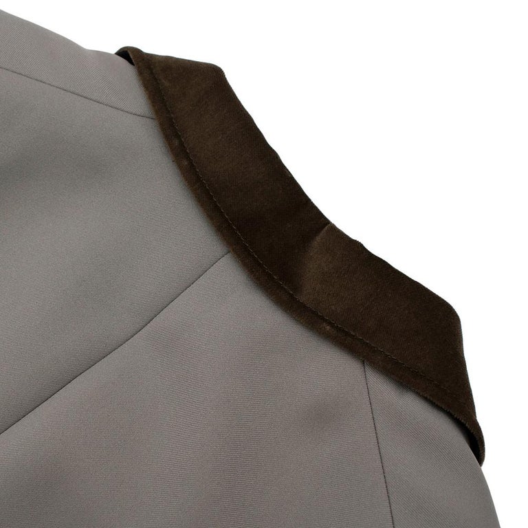 Louis Vuitton Grey Tailored Jacket with Velvet Trim - Size US 4 at 1stDibs