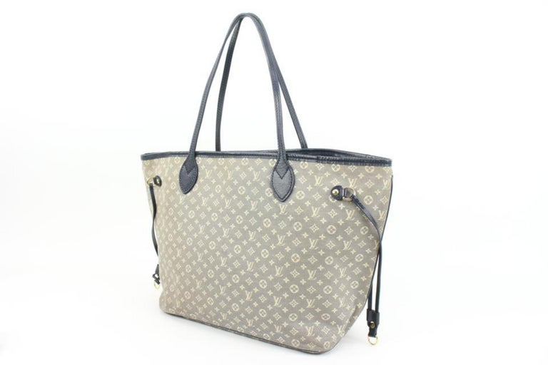 Louis Vuitton Grey x Navy Monogram Mini Lin Neverfull MM Tote Bag ...