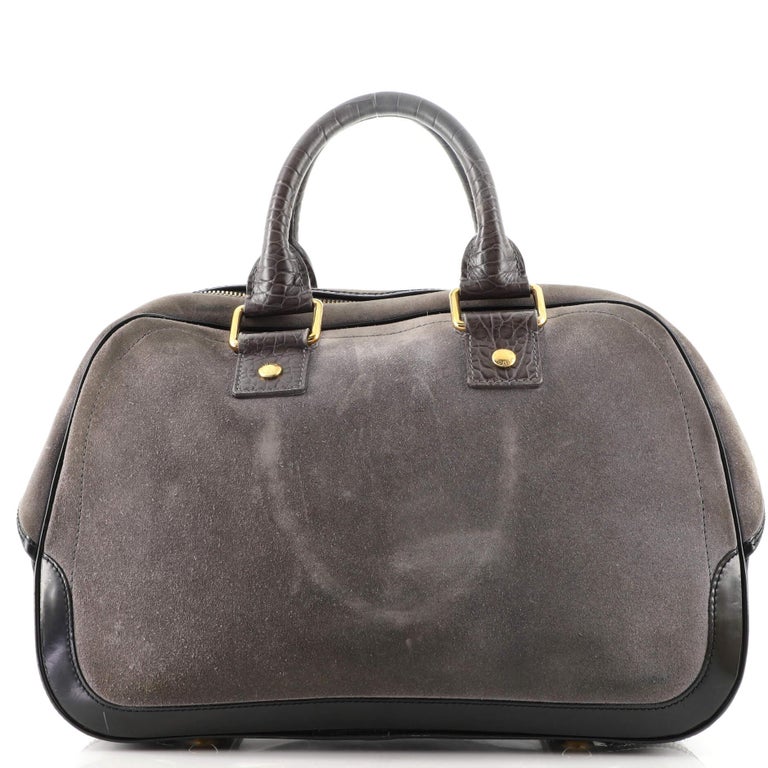Louis Vuitton Havane Stamped Trunk Bowler Bag Suede PM For Sale at 1stDibs