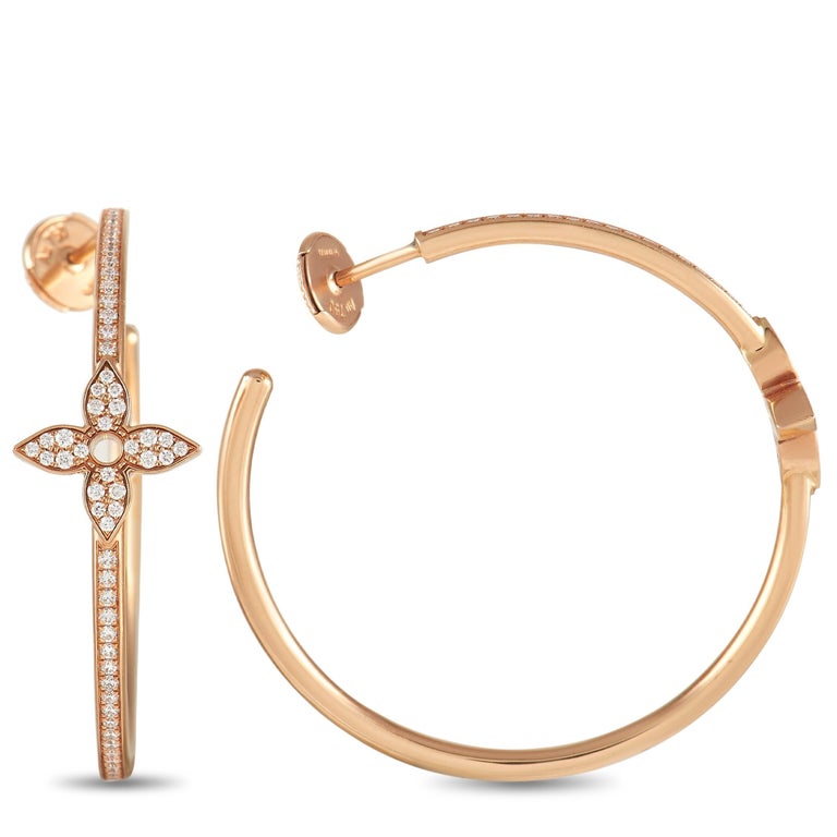 Louis Vuitton Idylle Blossom 18K Rose Gold 0.61 Ct Diamond Hoop ...