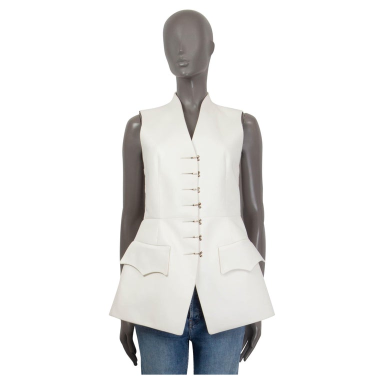 LOUIS VUITTON ivory leather 2018 ASYMMETRIC Vest Jacket 34 XXS For Sale ...