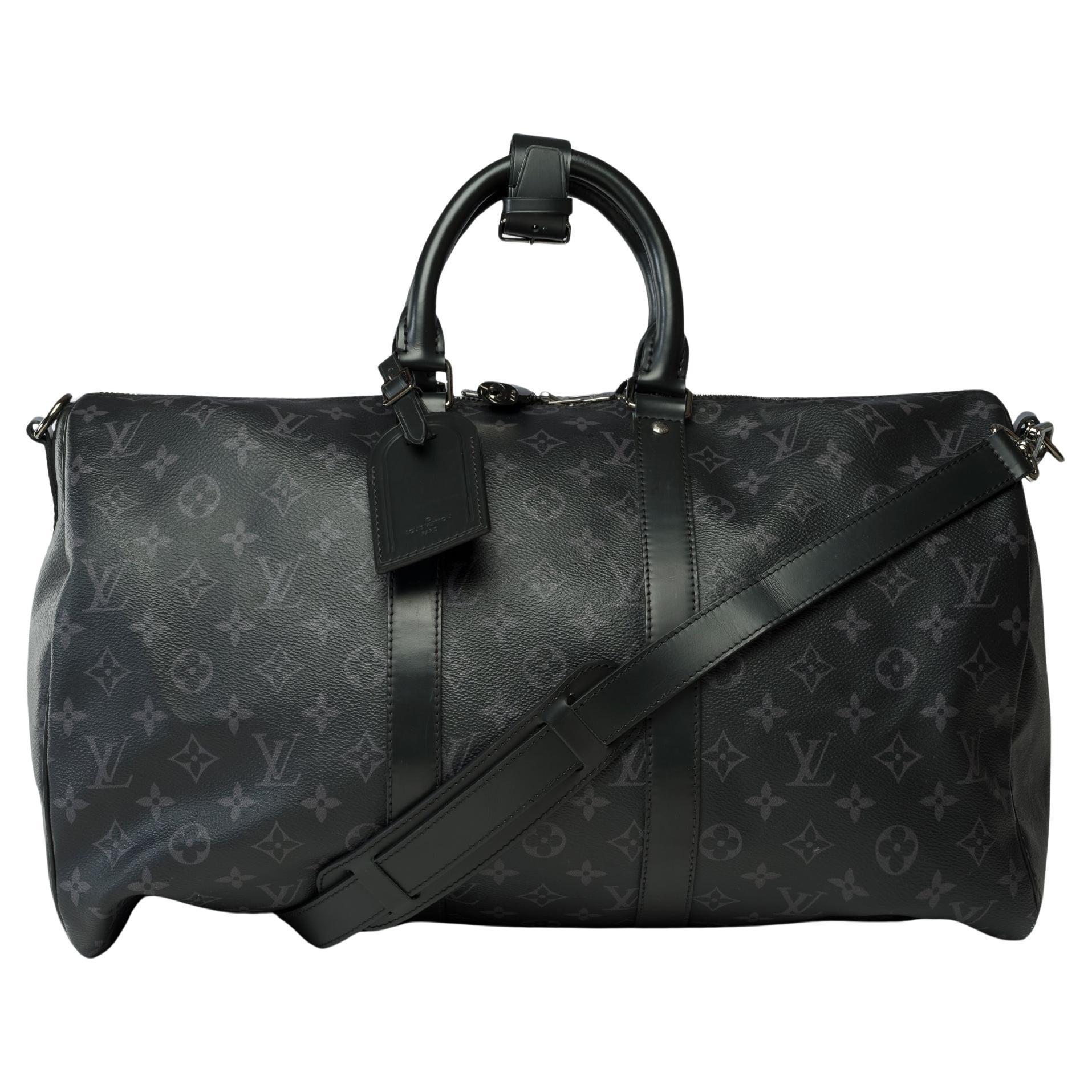 Louis Vuitton keepall 45 Eclipse Travel bag in black and grey canvas ...