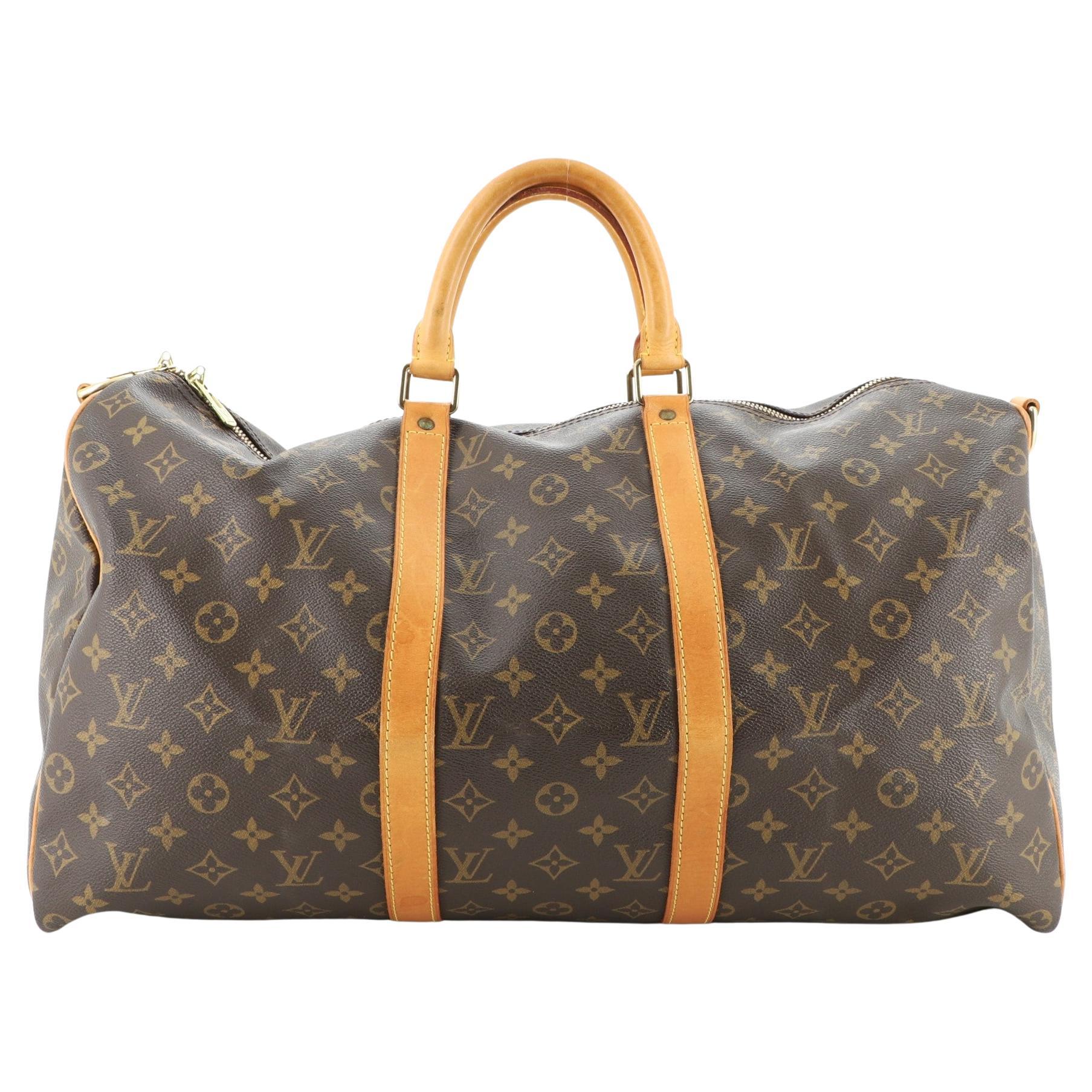 Louis Vuitton Keepall Monogram 50 869098 Brown Coated Canvas Weekend/Travel Bag For Sale at 1stDibs