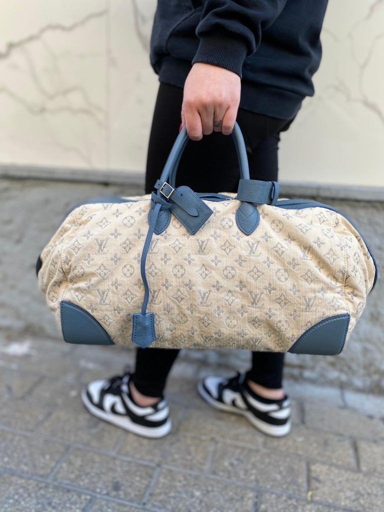 Louis Vuitton Keepall Mini Lin White and Blue at 1stDibs