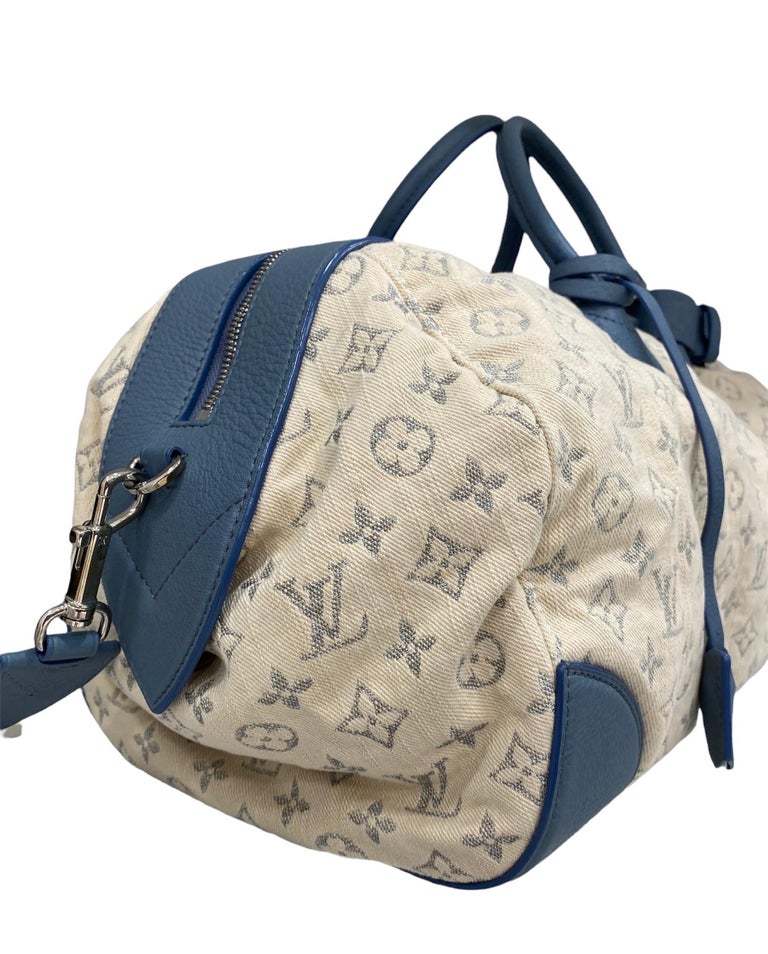 Louis Vuitton Keepall Mini Lin White and Blue at 1stDibs