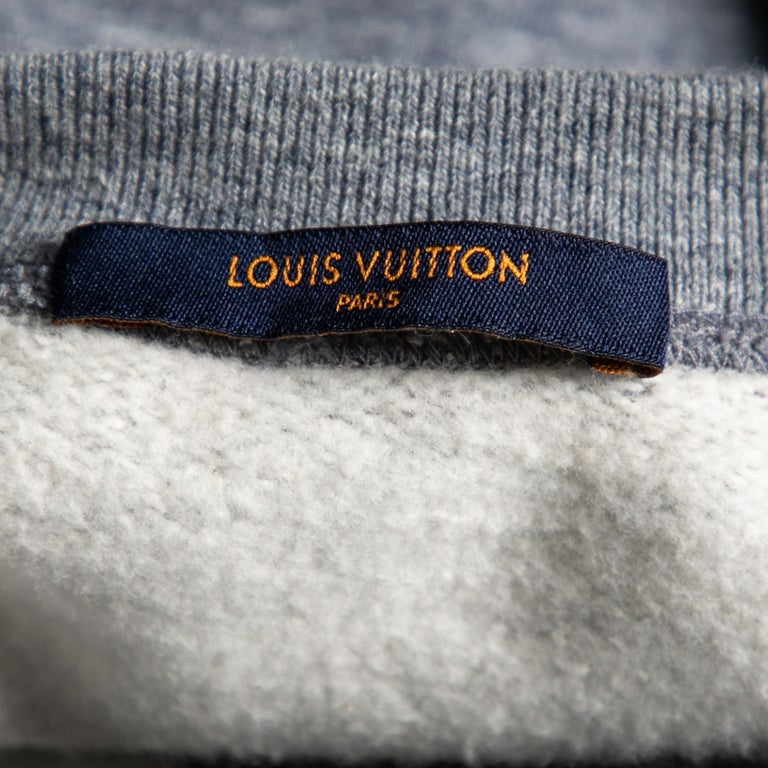 Louis Vuitton Light Blue Knit LV Embroidered Crew Neck Sweatshirt XS ...