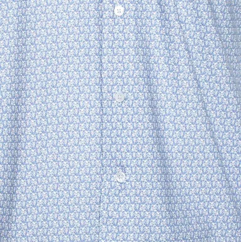 Louis Vuitton Light Blue Monogram Print Cotton Short Sleeve Shirt M at ...