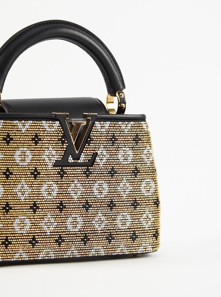 LOUIS VUITTON LIMITED EDITION CAPUCINE MINI BAG Black, White and Gold ...