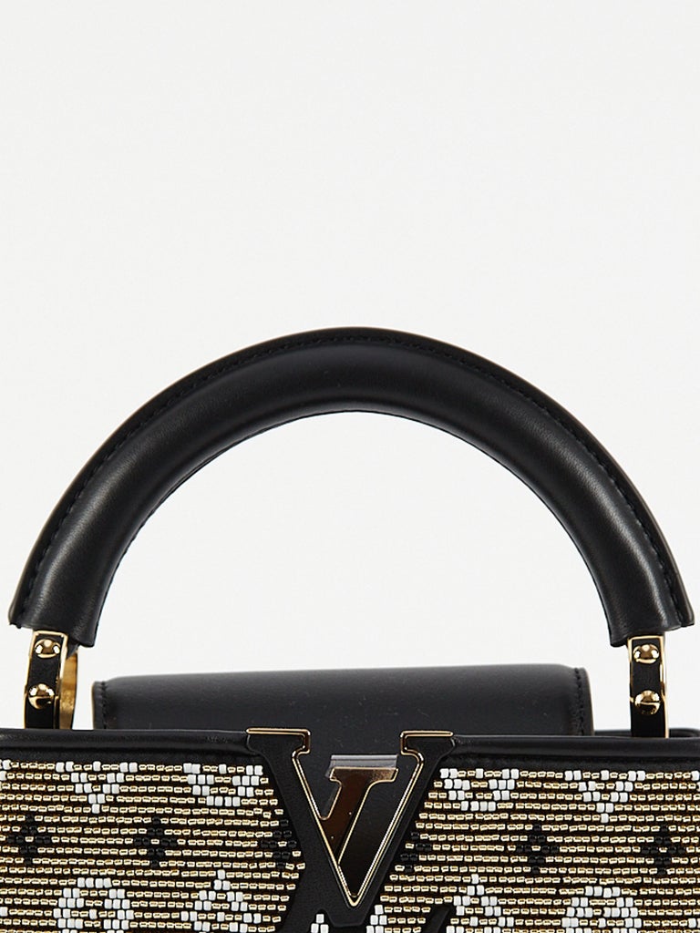 LOUIS VUITTON LIMITED EDITION CAPUCINE MINI BAG Black, White and Gold ...
