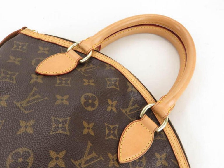 Louis Vuitton Lockit Monogram Pm 868378 Brown Coated Canvas Satchel For Sale at 1stDibs