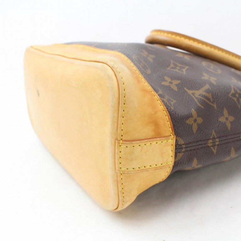 Louis Vuitton Lockit Monogram Pm 869972 Brown Coated Canvas Tote For Sale at 1stDibs