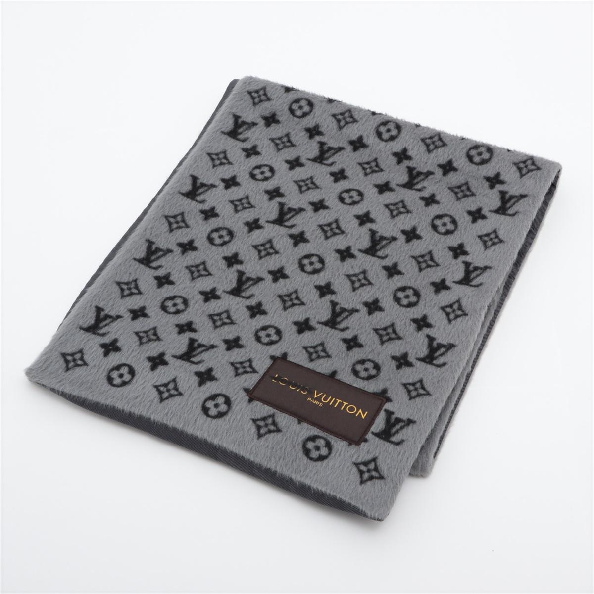 Louis Vuitton Logomania LV Logo Scarf Wool x Alpaca Gray For Sale at ...