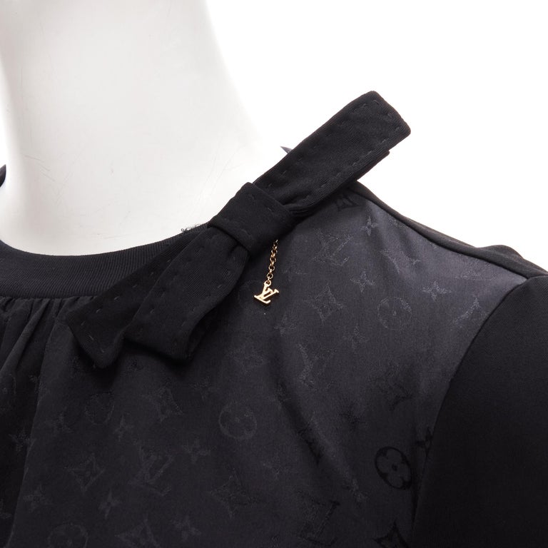 LOUIS VUITTON LV monogram silk front panel bow charm pullover top S at ...