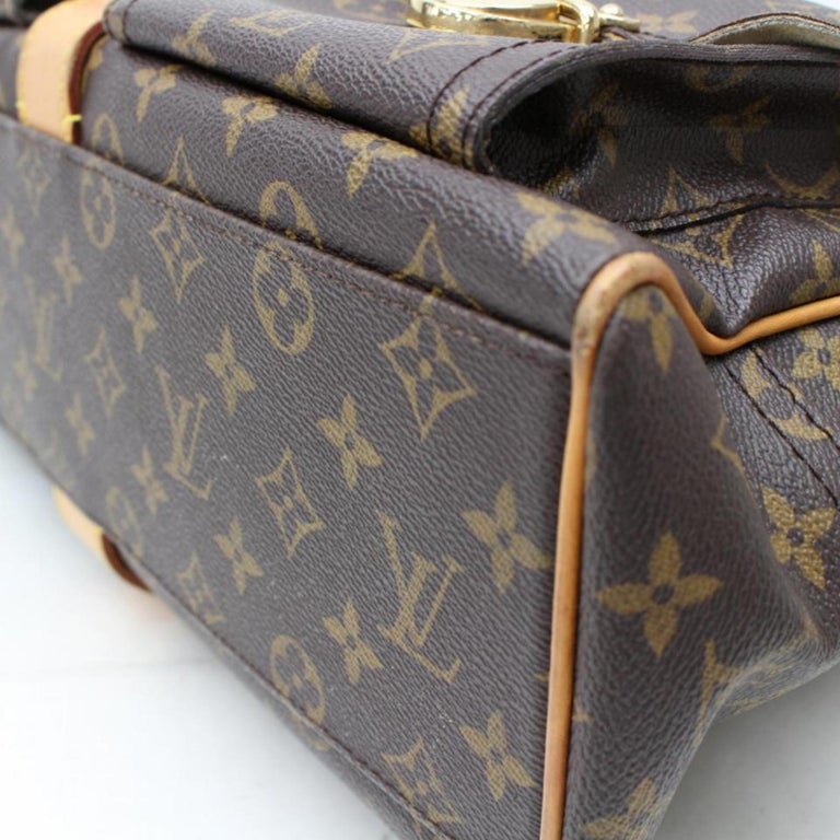 Louis Vuitton Manhattan Monogram Gm 867023 Brown Coated Canvas Satchel For Sale at 1stDibs