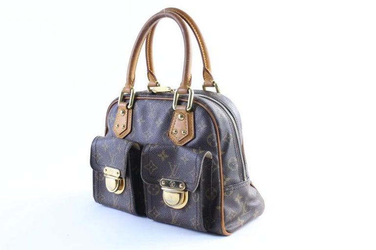 Louis Vuitton Manhattan Monogram Pm 865866 Brown Coated Canvas Satchel For Sale at 1stDibs