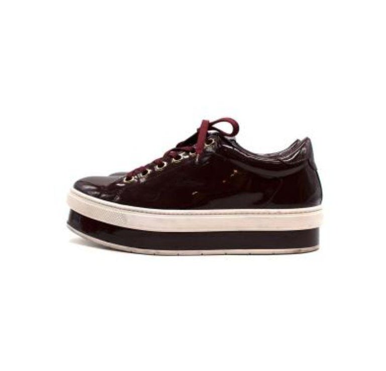 Louis Vuitton Maroon Patent Leather Platform Trainers For Sale at 1stDibs