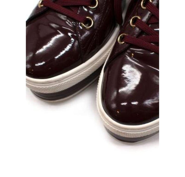 Louis Vuitton Maroon Patent Leather Platform Trainers For Sale at 1stDibs