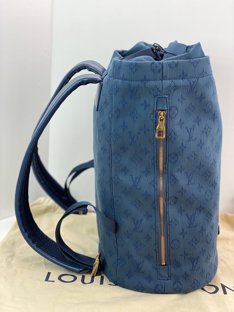 Louis Vuitton Men's Backpack Chalk Navy Blue Monogram Denim Travel ...