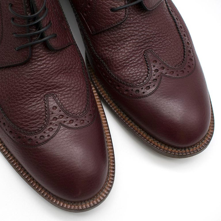 Louis Vuitton Men's Burgundy Leather Brogues size 45.5 at 1stDibs