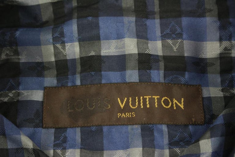 Louis Vuitton Men's XL Plaid LV Monogram Long Sleeve Button Down Shirt ...