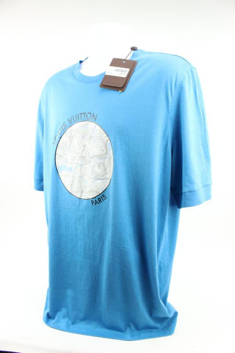Louis Vuitton Men's XXL Blue Topographical Map Globe T-Shirt Tee ...