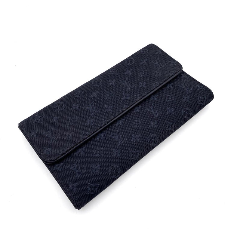 Louis Vuitton Mini Lin Navy Canvas Long International Wallet Coin Purse ...