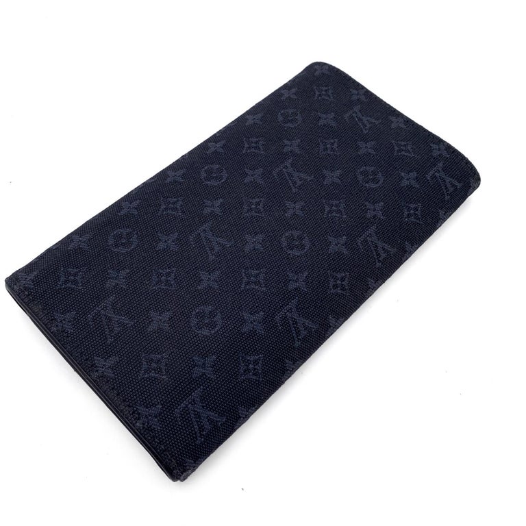 Louis Vuitton Mini Lin Navy Canvas Long International Wallet Coin Purse ...