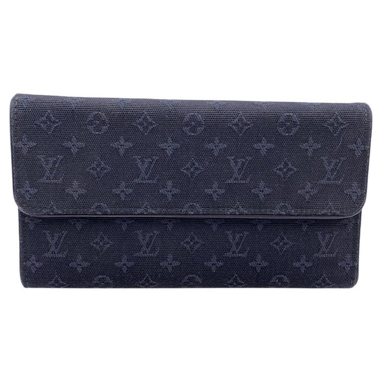 Louis Vuitton Mini Lin Navy Canvas Long International Wallet Coin Purse ...