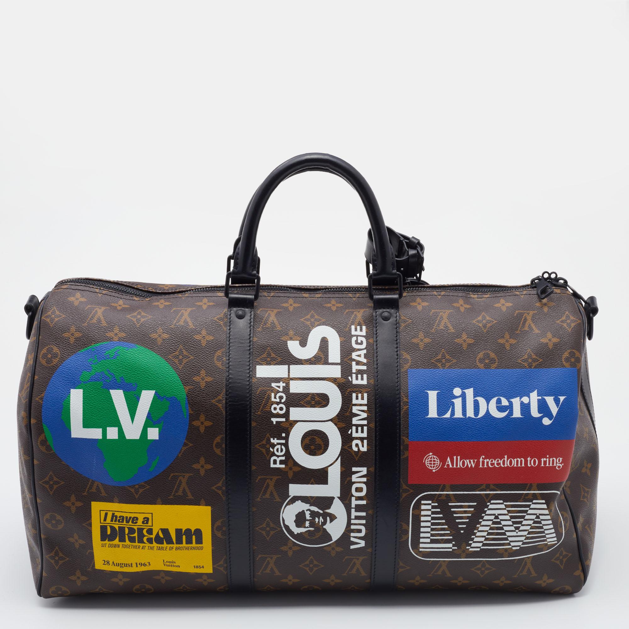 Louis Vuitton Monogram Canvas Limited Edition Logo Story Keepall ...