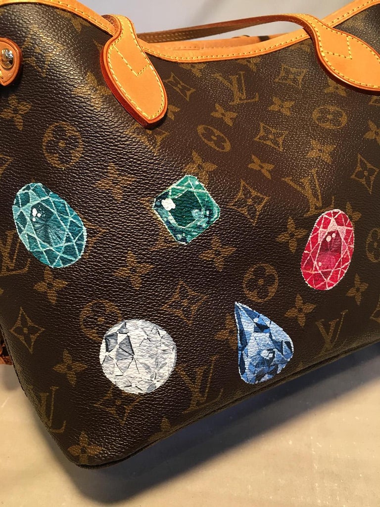 Louis Vuitton Monogram Customized Hand Painted Jewels Neverfull PM ...