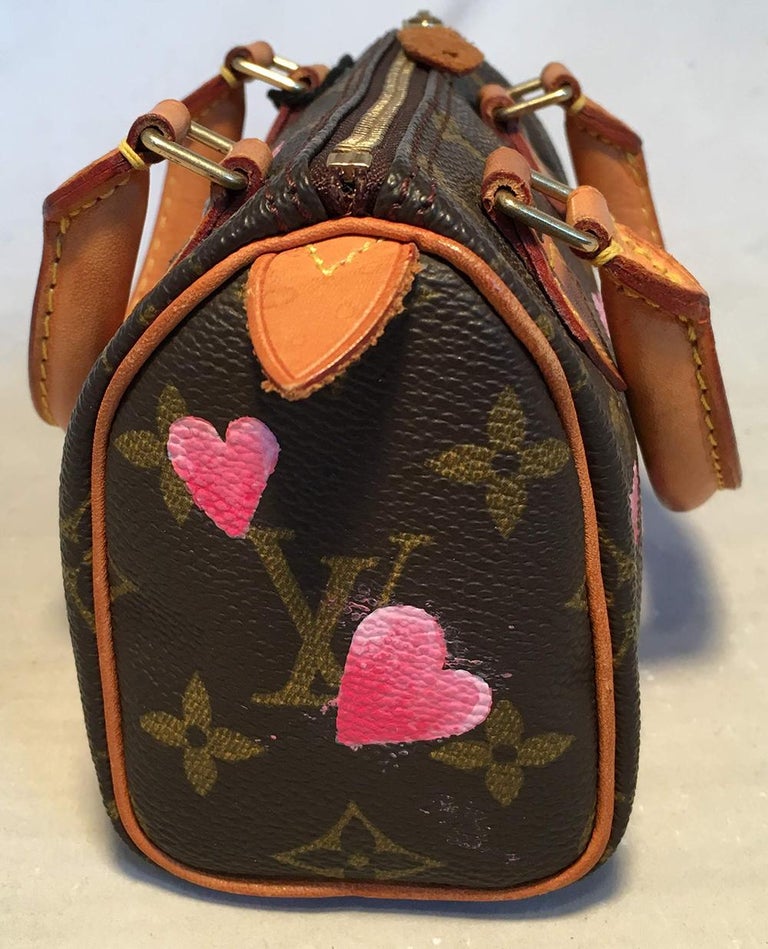 Louis Vuitton Monogram Customized Hand Painted Hearts Mini Nano Speedy ...
