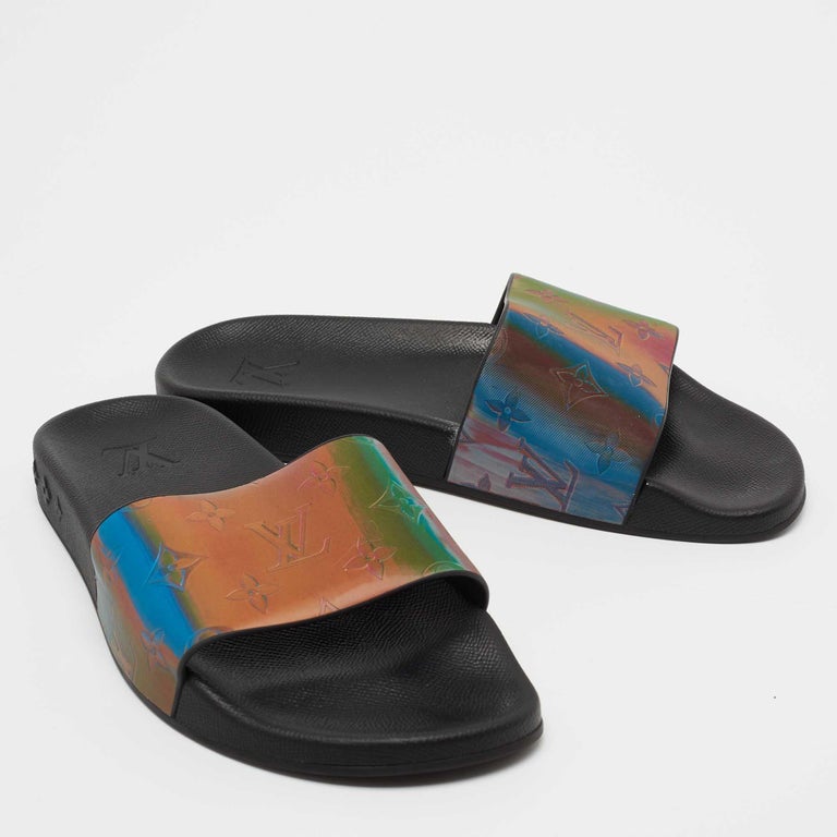 Louis Vuitton Multicolor Iridescent Monogram Rubber Waterfront Slides ...